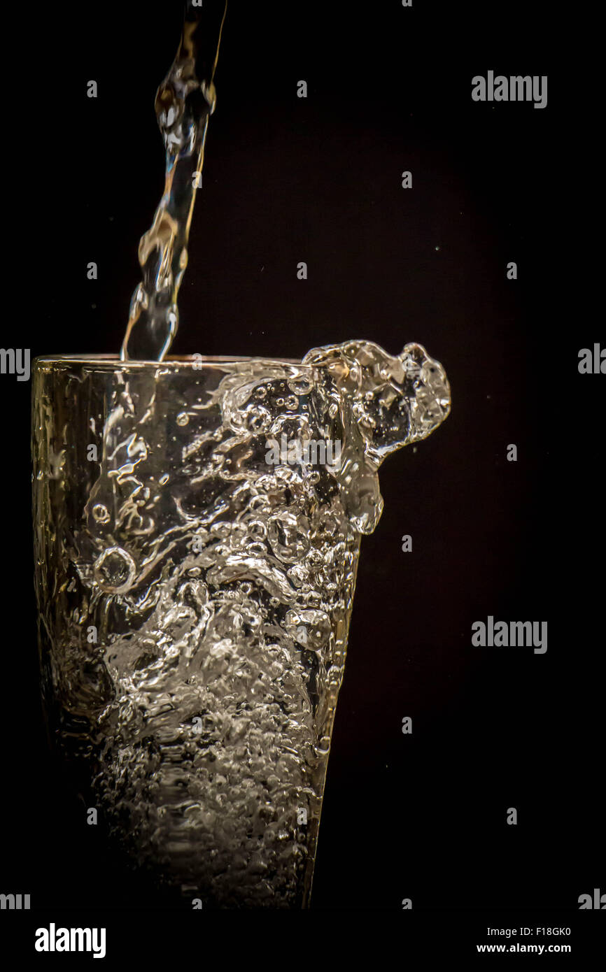 glass, full, water, overflow, cafe, drink, concept, restaurant, light ...