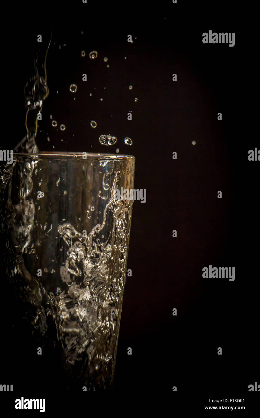 glass, full, water, overflow, cafe, drink, concept, restaurant, light ...