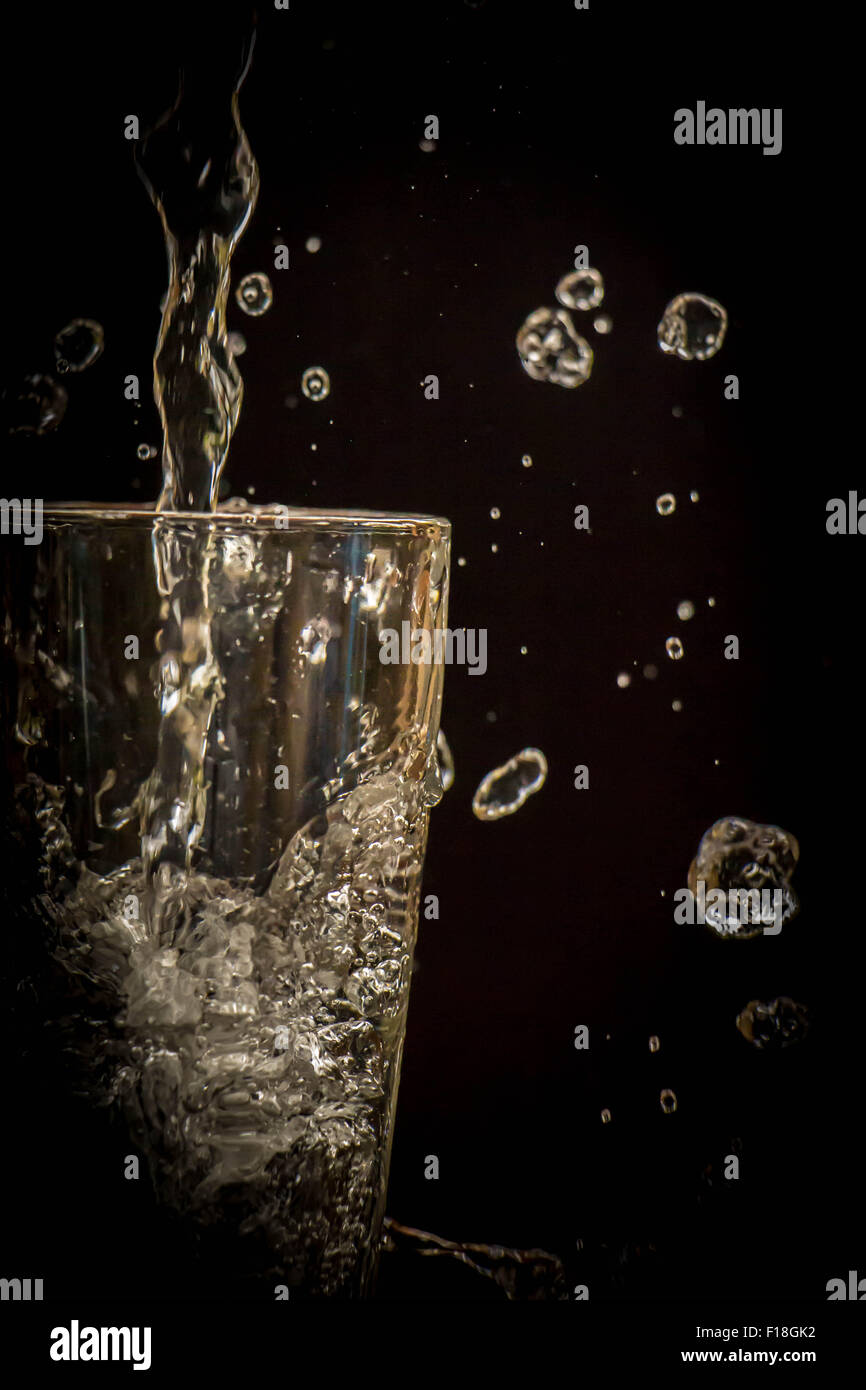 glass, full, water, overflow, cafe, drink, concept, restaurant, light ...