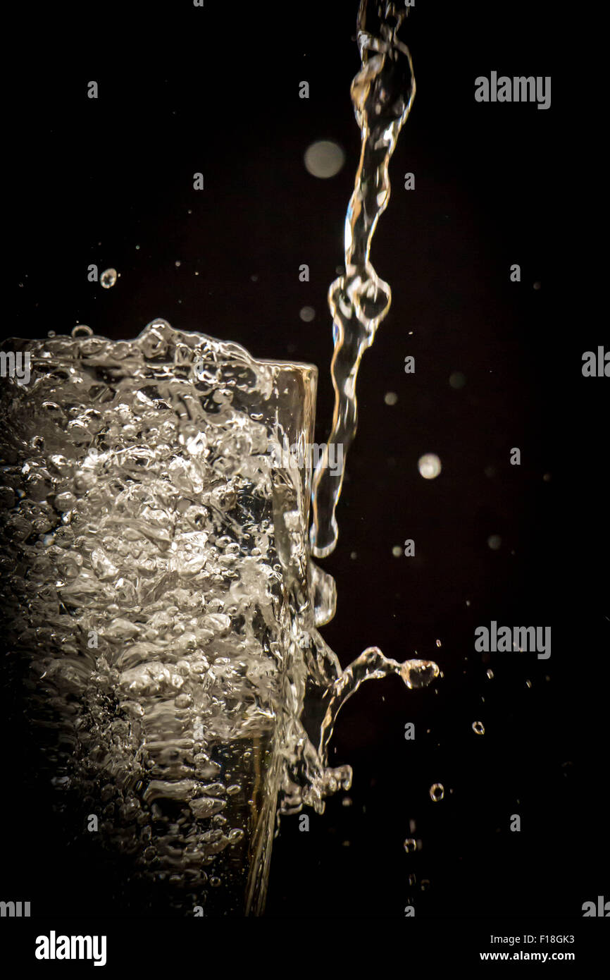 glass, full, water, overflow, cafe, drink, concept, restaurant, light ...