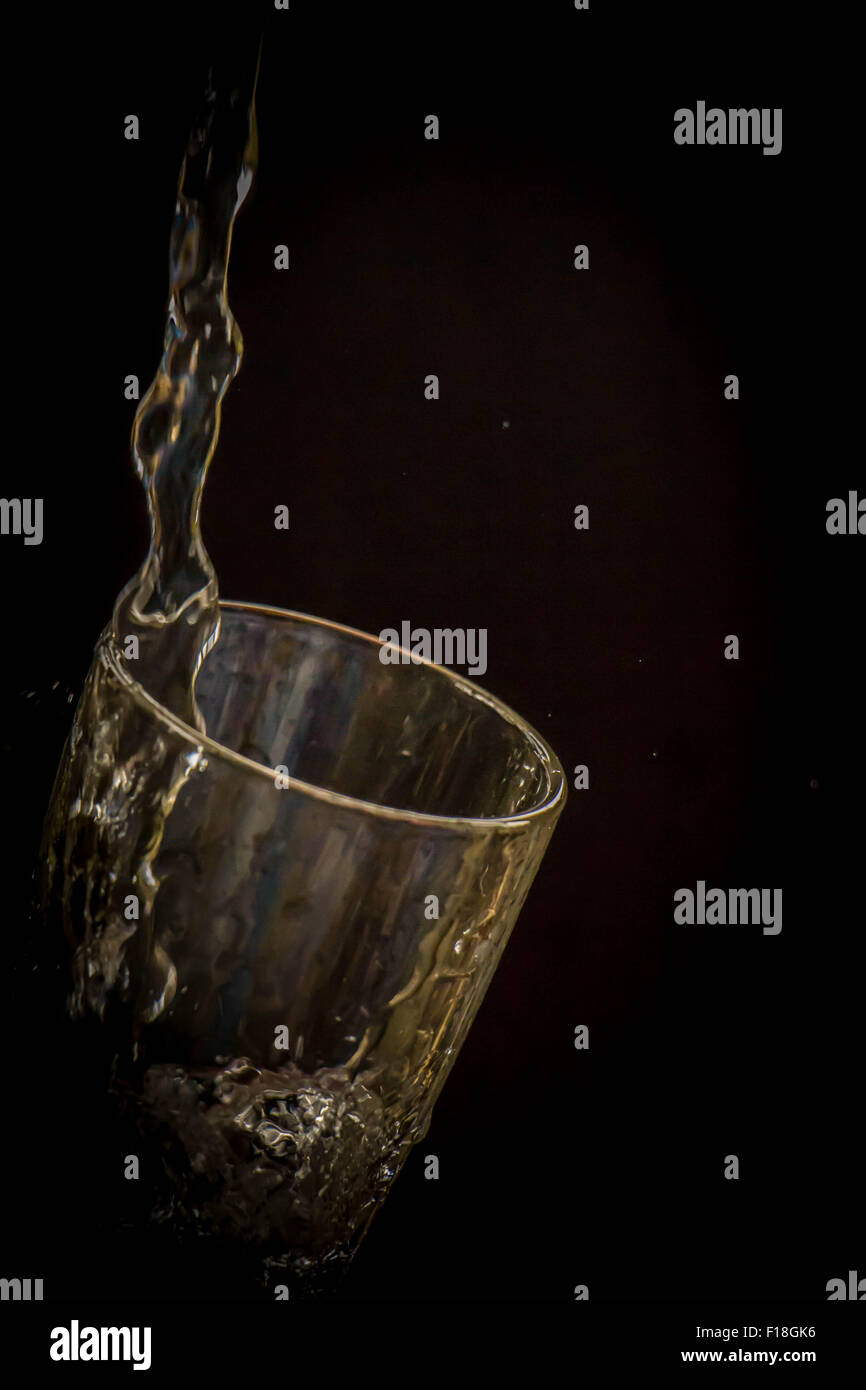 glass, full, water, overflow, cafe, drink, concept, restaurant, light ...