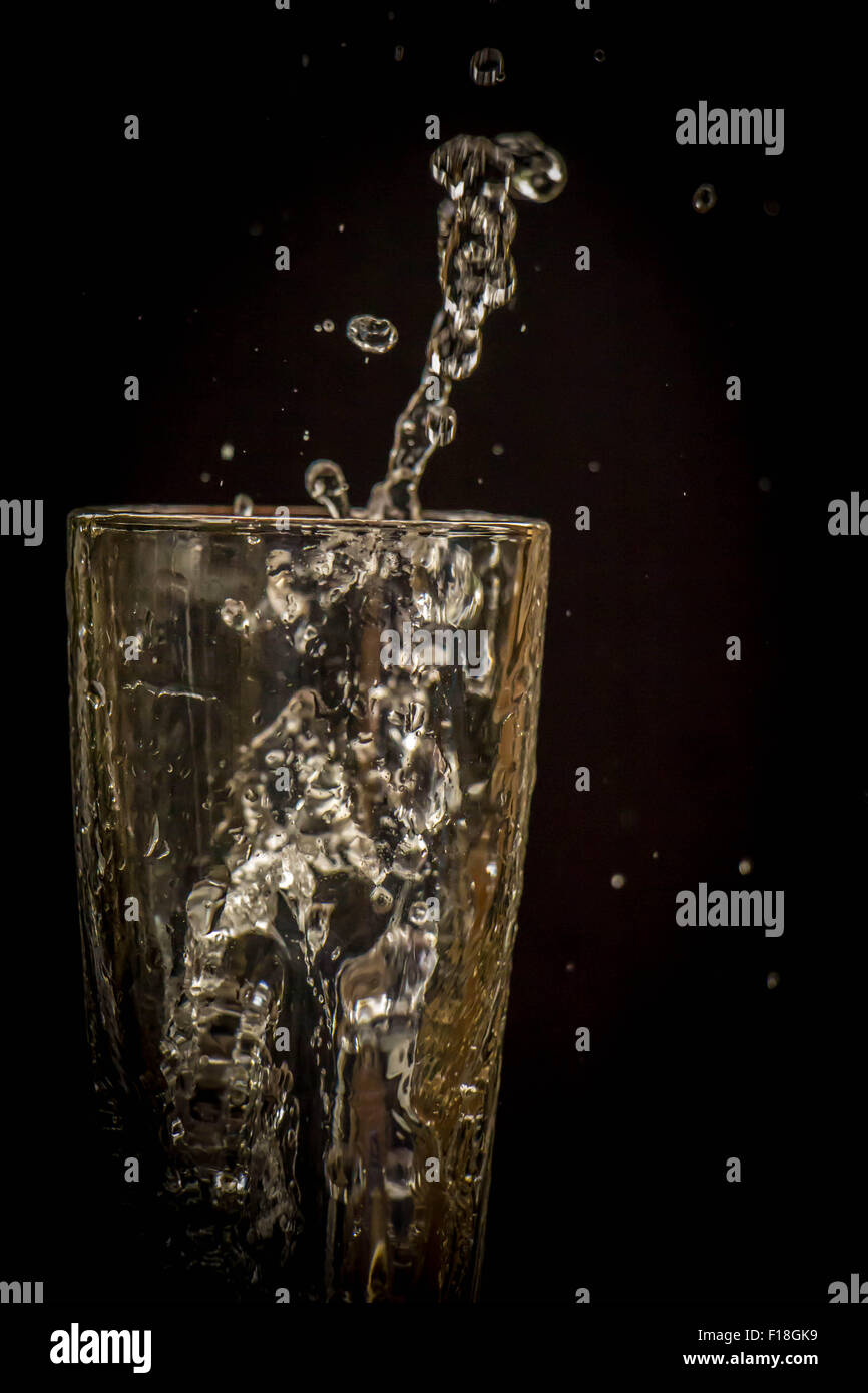 glass, full, water, overflow, cafe, drink, concept, restaurant, light ...