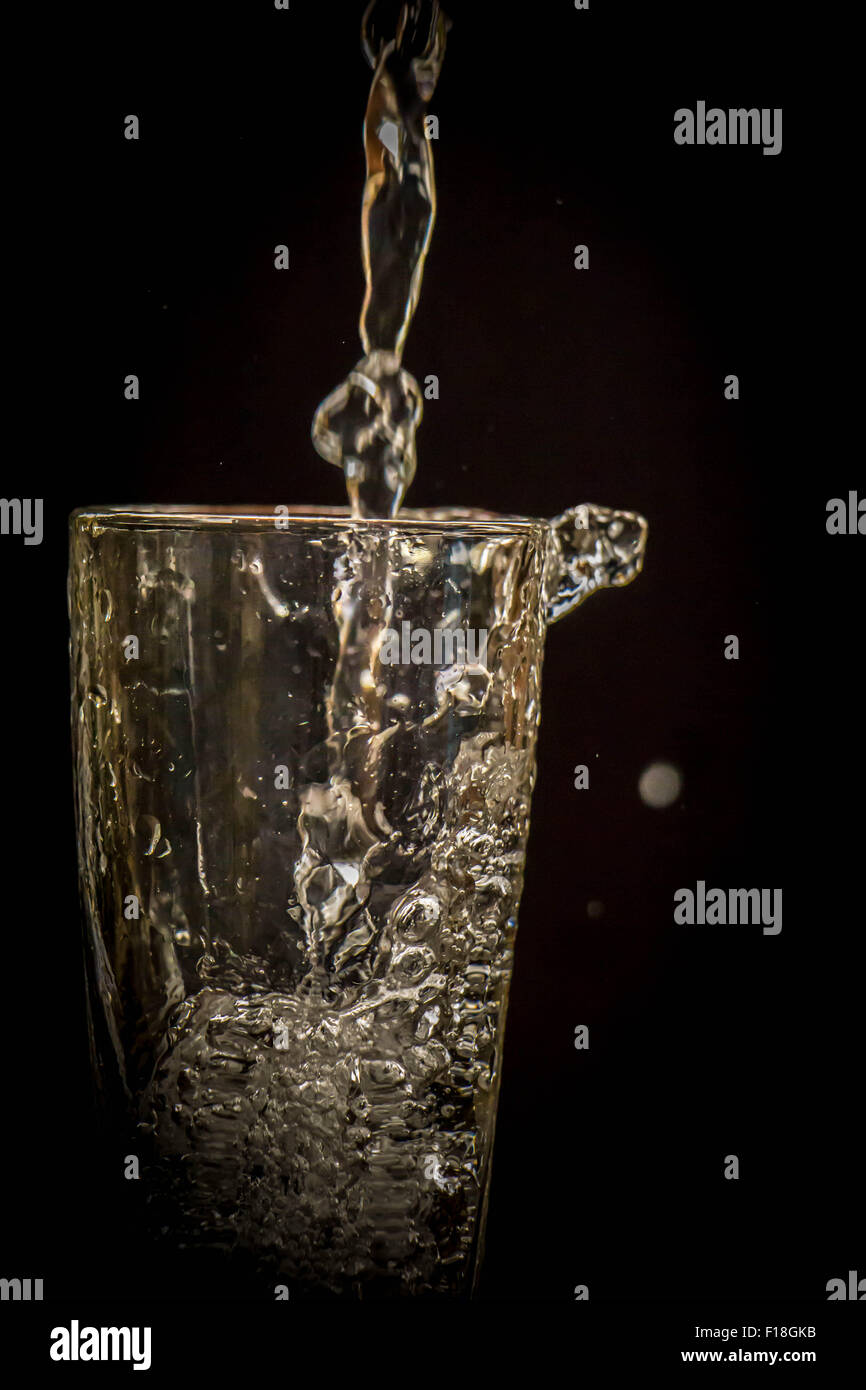 glass, full, water, overflow, cafe, drink, concept, restaurant, light ...