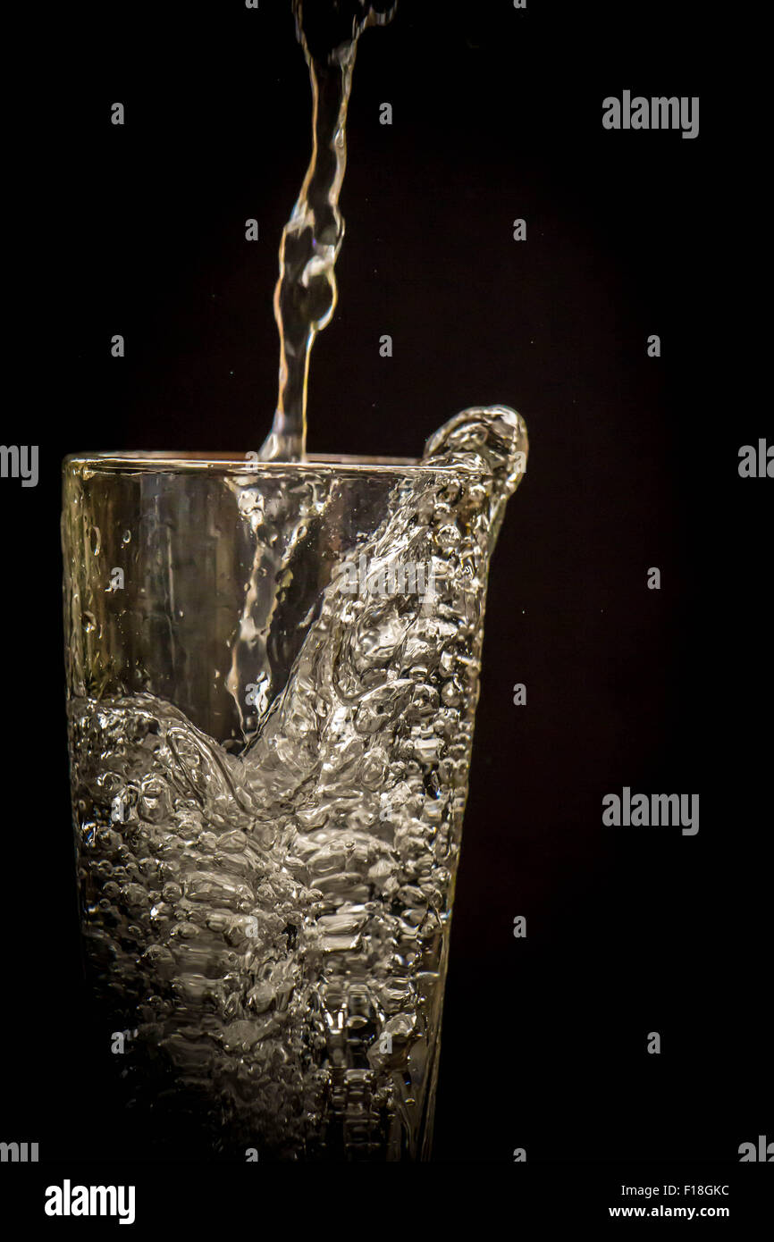 glass, full, water, overflow, cafe, drink, concept, restaurant, light ...