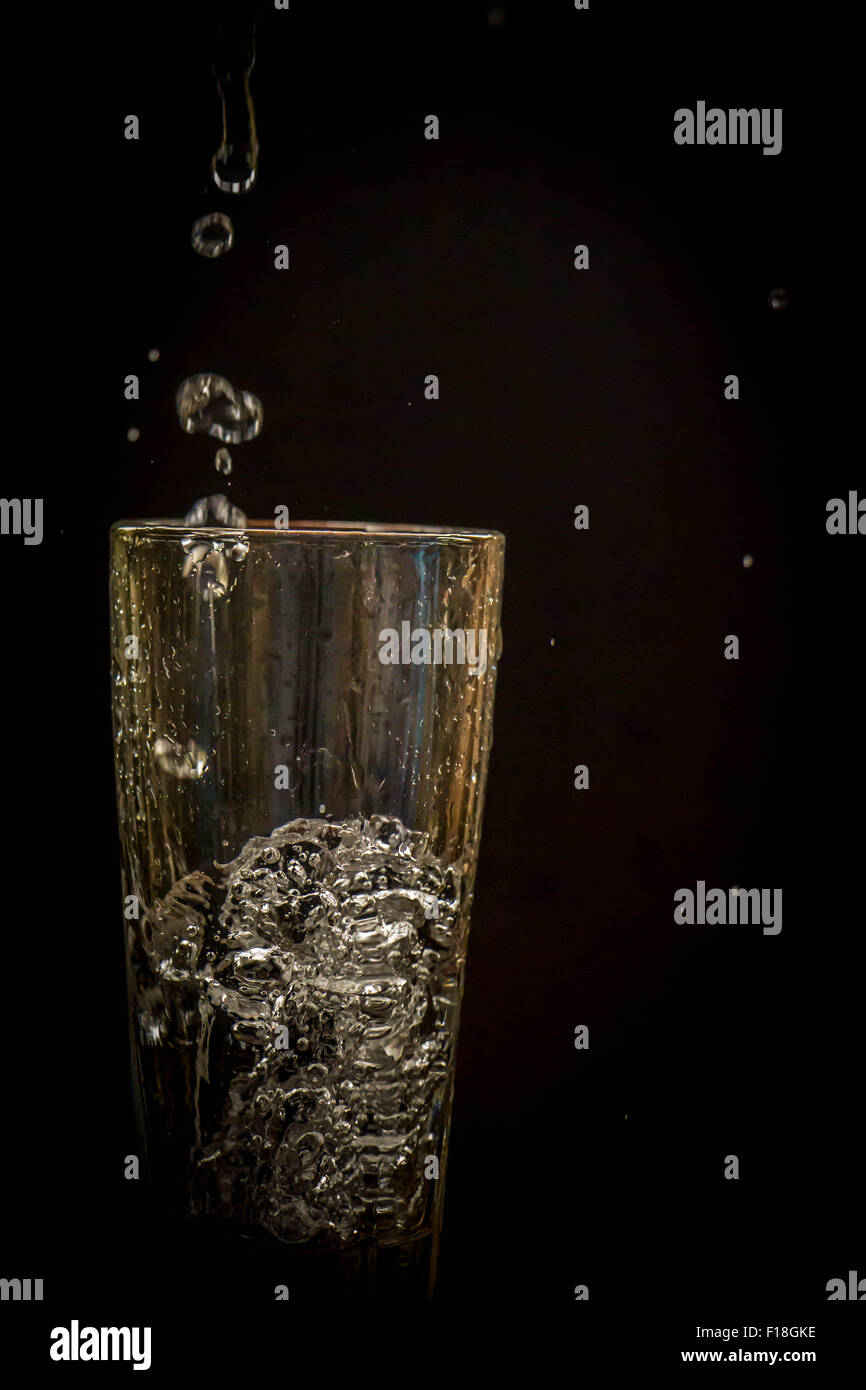 glass, full, water, overflow, cafe, drink, concept, restaurant, light ...