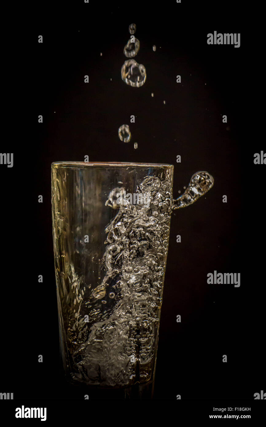 glass, full, water, overflow, cafe, drink, concept, restaurant, light ...