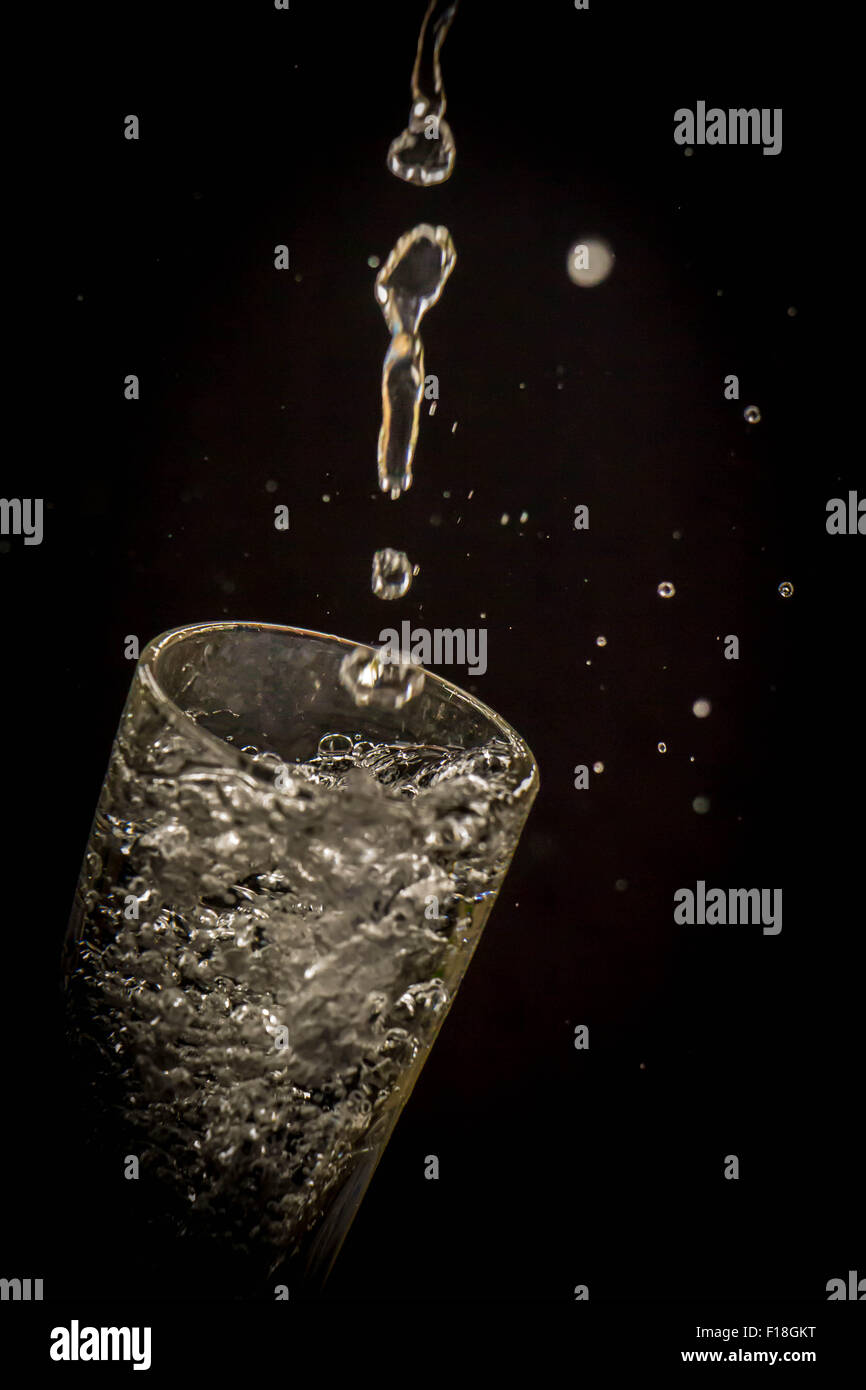 glass, full, water, overflow, cafe, drink, concept, restaurant, light ...