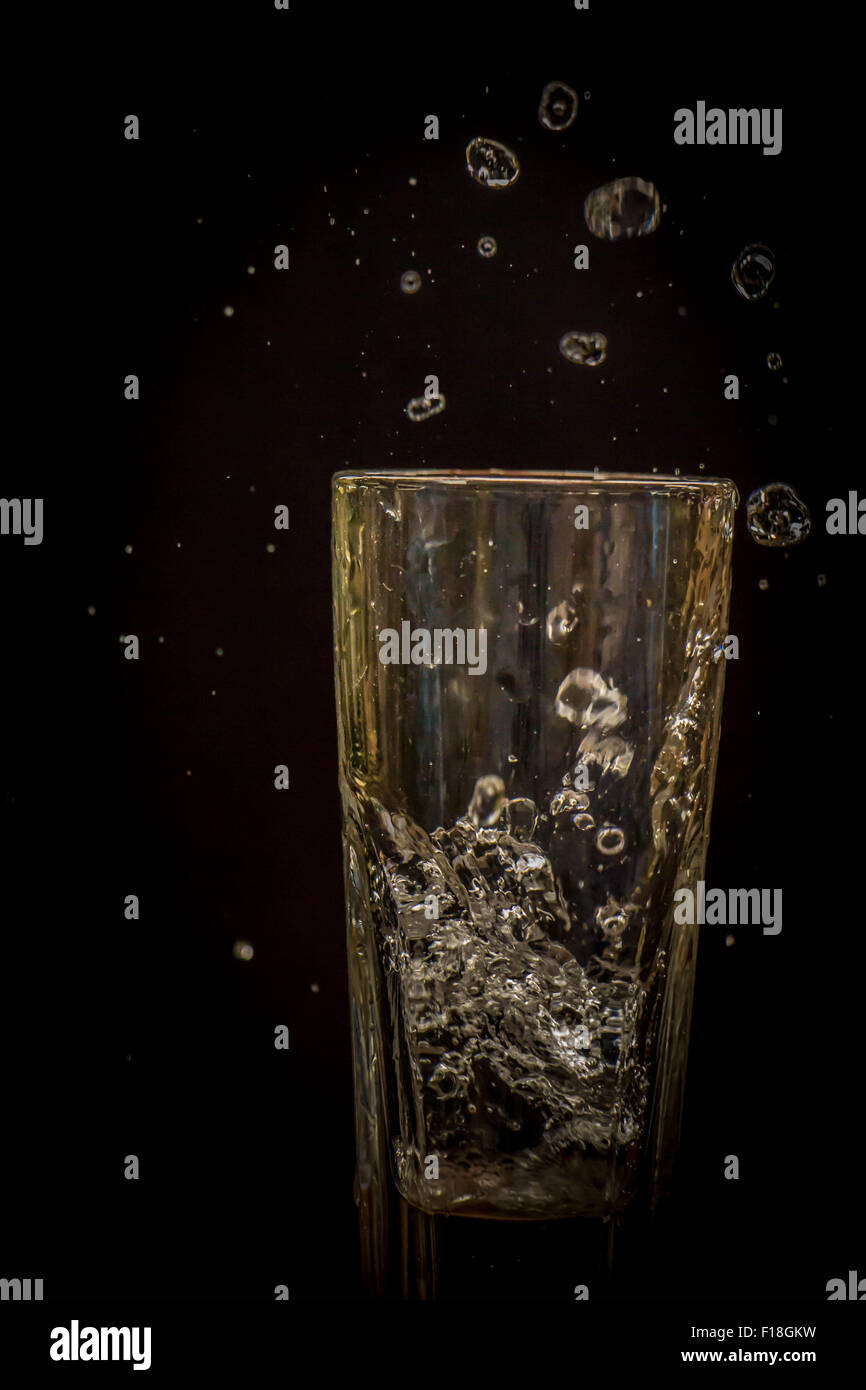 glass, full, water, overflow, cafe, drink, concept, restaurant, light ...