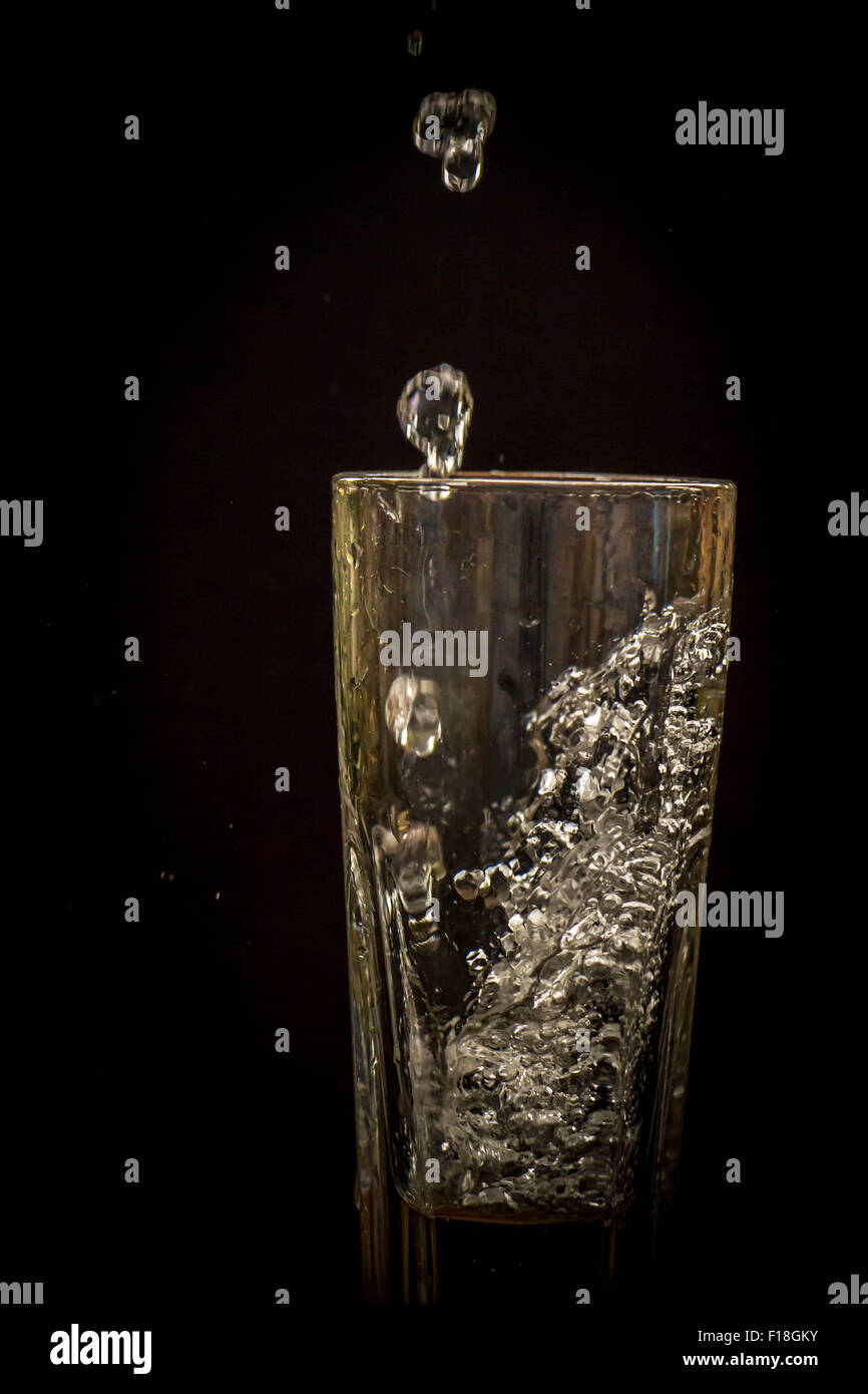 glass, full, water, overflow, cafe, drink, concept, restaurant, light ...