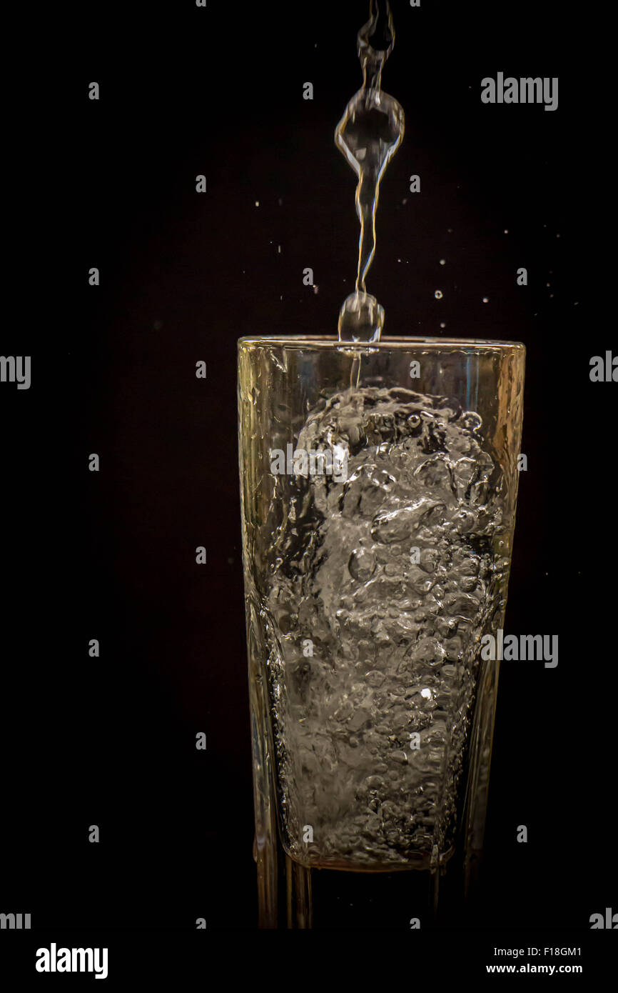 glass, full, water, overflow, cafe, drink, concept, restaurant, light ...