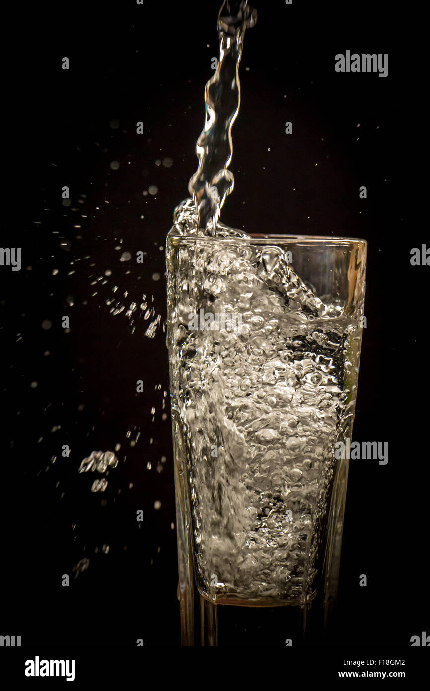 glass, full, water, overflow, cafe, drink, concept, restaurant, light ...