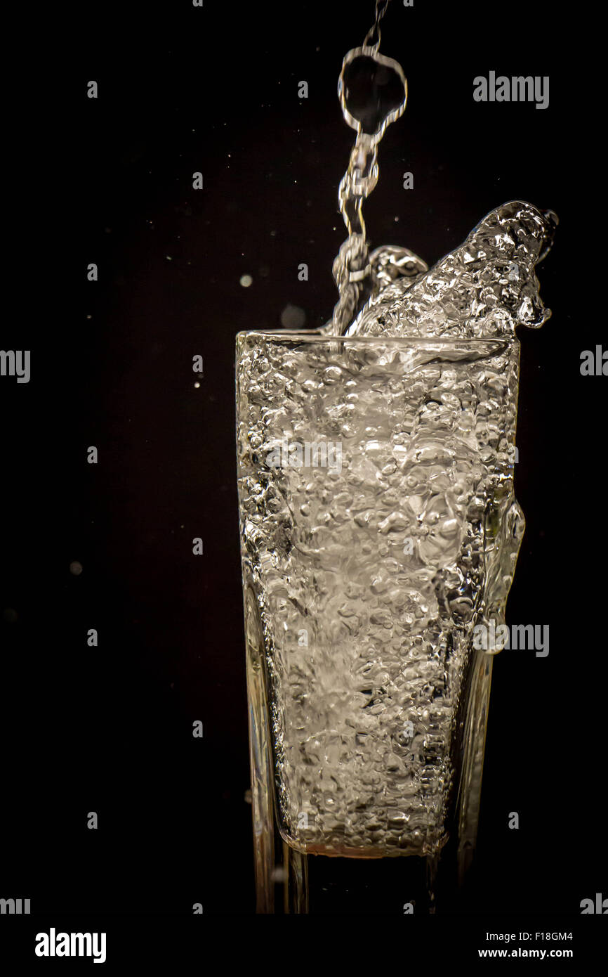 glass, full, water, overflow, cafe, drink, concept, restaurant, light ...