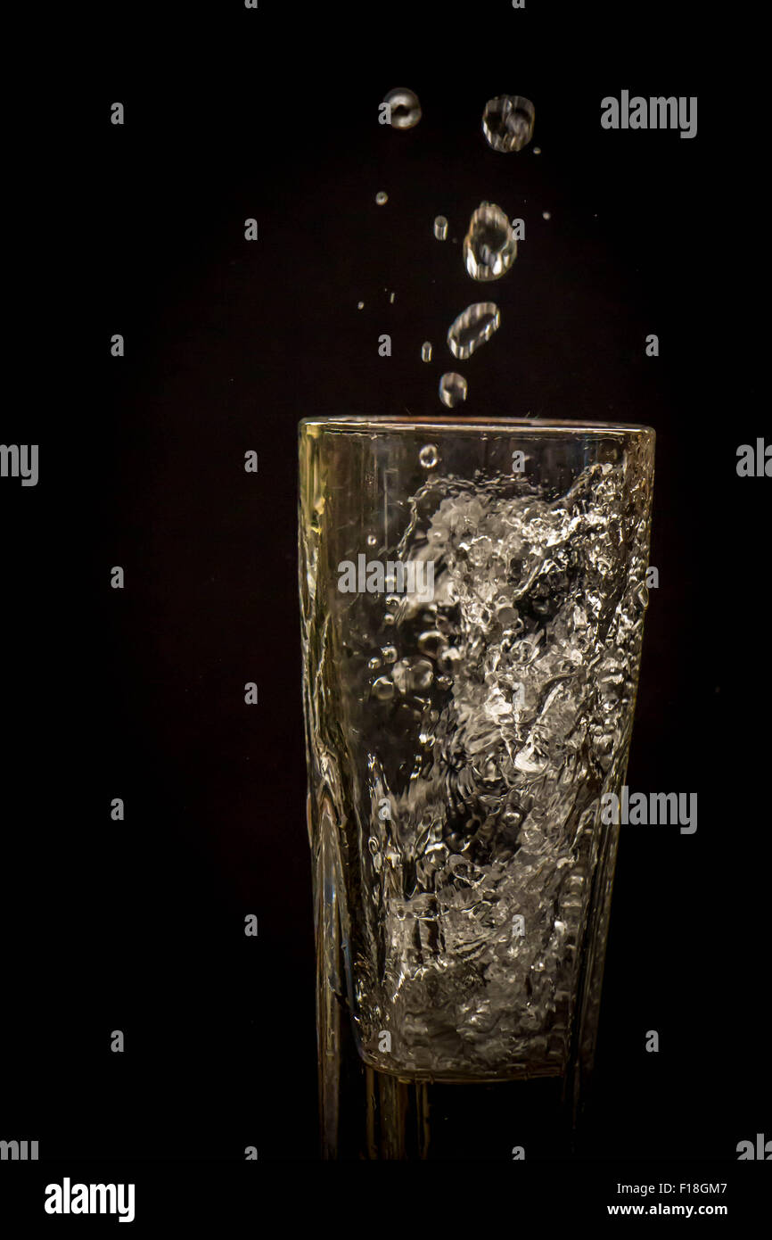 glass, full, water, overflow, cafe, drink, concept, restaurant, light ...