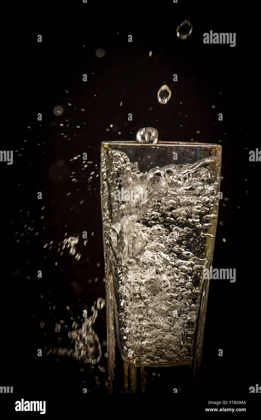 glass, full, water, overflow, cafe, drink, concept, restaurant, light ...