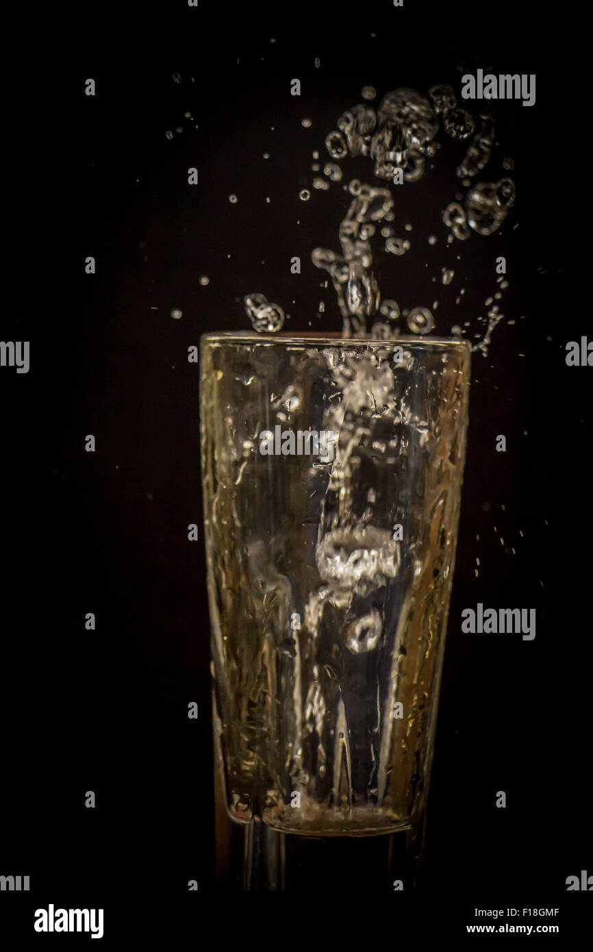 glass, full, water, overflow, cafe, drink, concept, restaurant, light ...