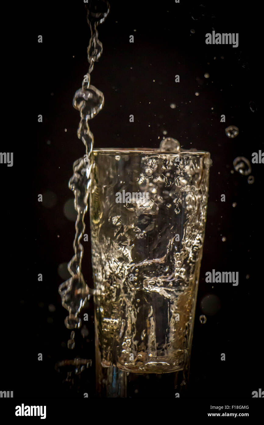 glass, full, water, overflow, cafe, drink, concept, restaurant, light ...