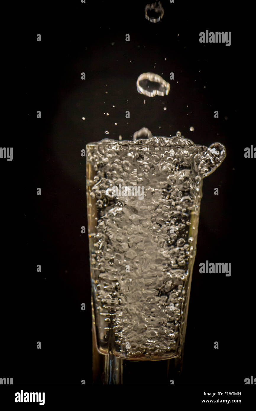 glass, full, water, overflow, cafe, drink, concept, restaurant, light ...