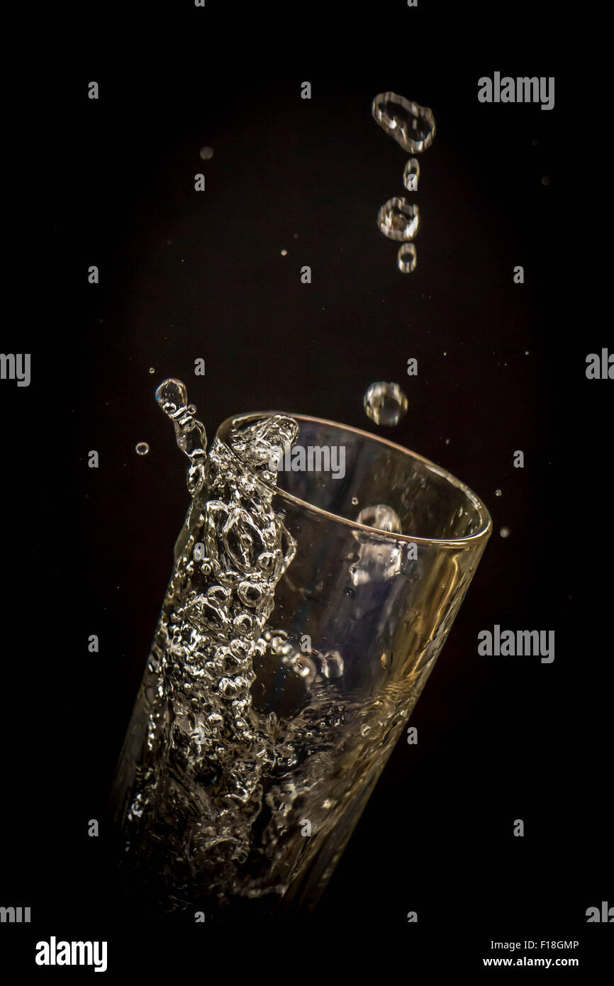 glass, full, water, overflow, cafe, drink, concept, restaurant, light ...