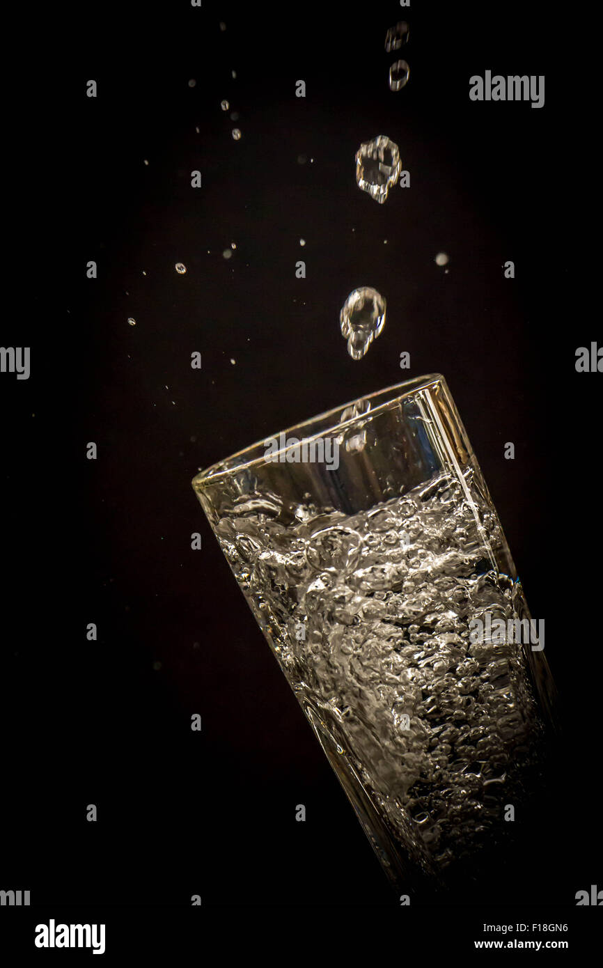 glass, full, water, overflow, cafe, drink, concept, restaurant, light ...