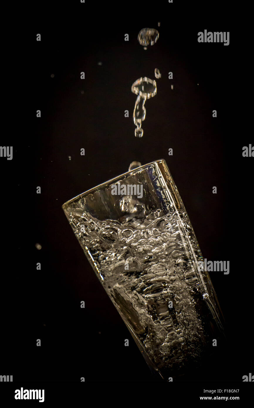 glass, full, water, overflow, cafe, drink, concept, restaurant, light ...