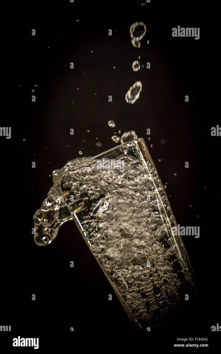 glass, full, water, overflow, cafe, drink, concept, restaurant, light ...