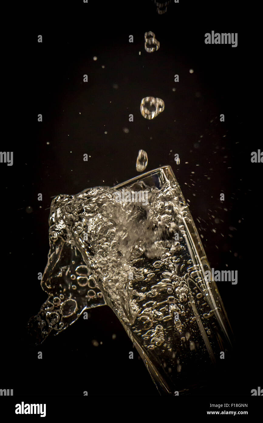 glass, full, water, overflow, cafe, drink, concept, restaurant, light ...