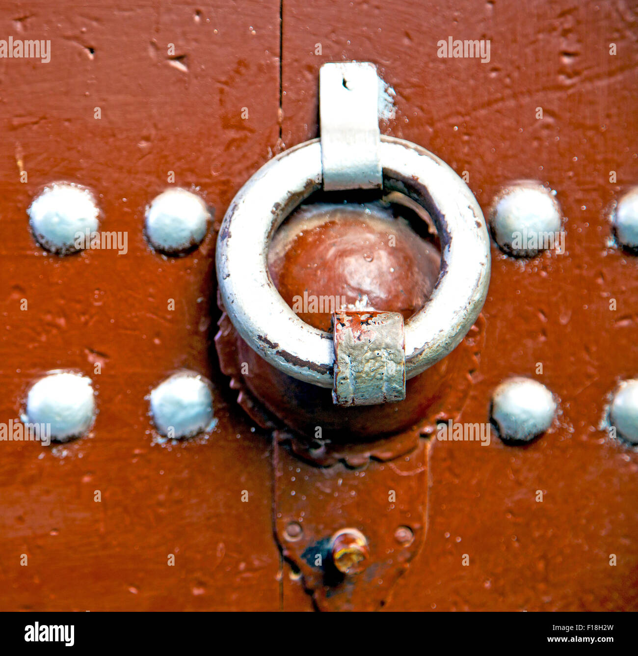brown morocco in africa the old wood facade home and rusty safe padlock ...