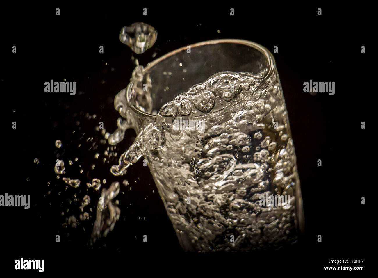 glass, full, water, overflow, cafe, drink, concept, restaurant, light ...