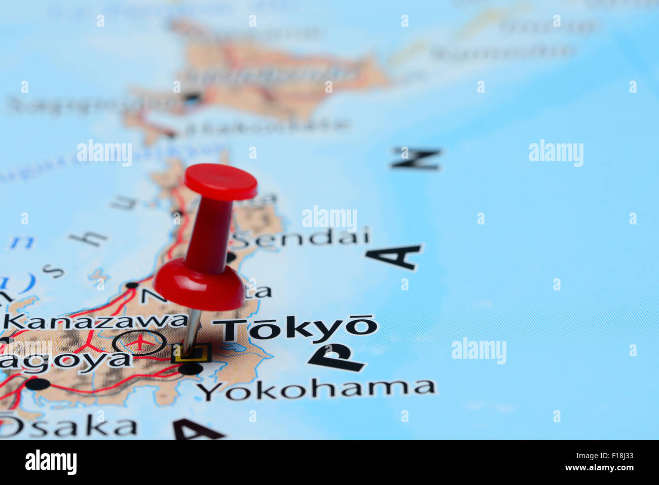Tokyo pinned on a map of Asia Stock Photo - Alamy