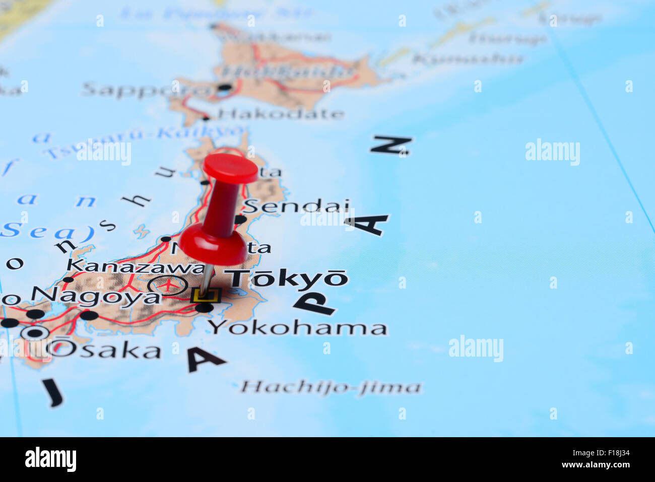 Tokyo pinned on a map of Asia Stock Photo - Alamy