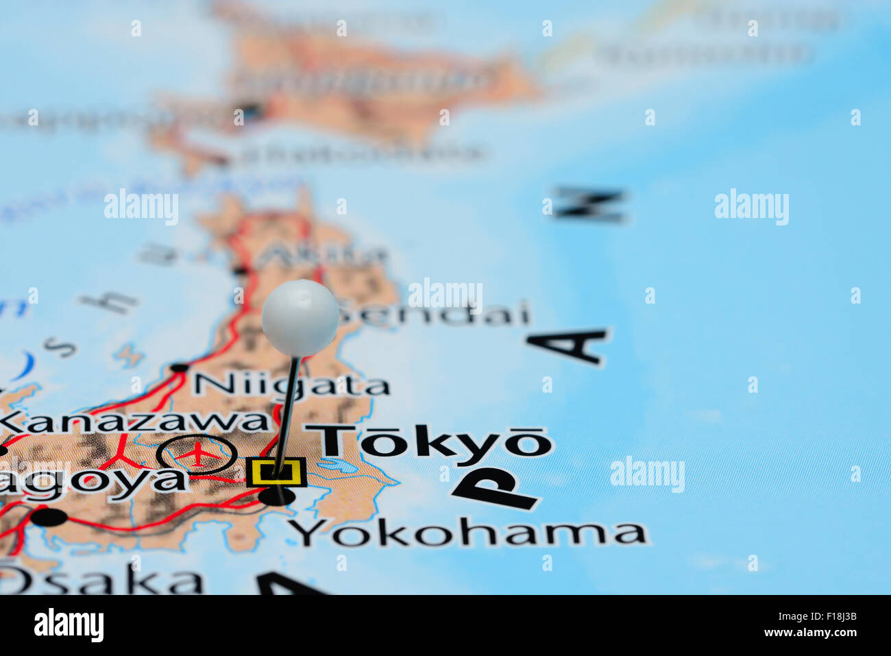 Tokyo pinned on a map of Asia Stock Photo - Alamy