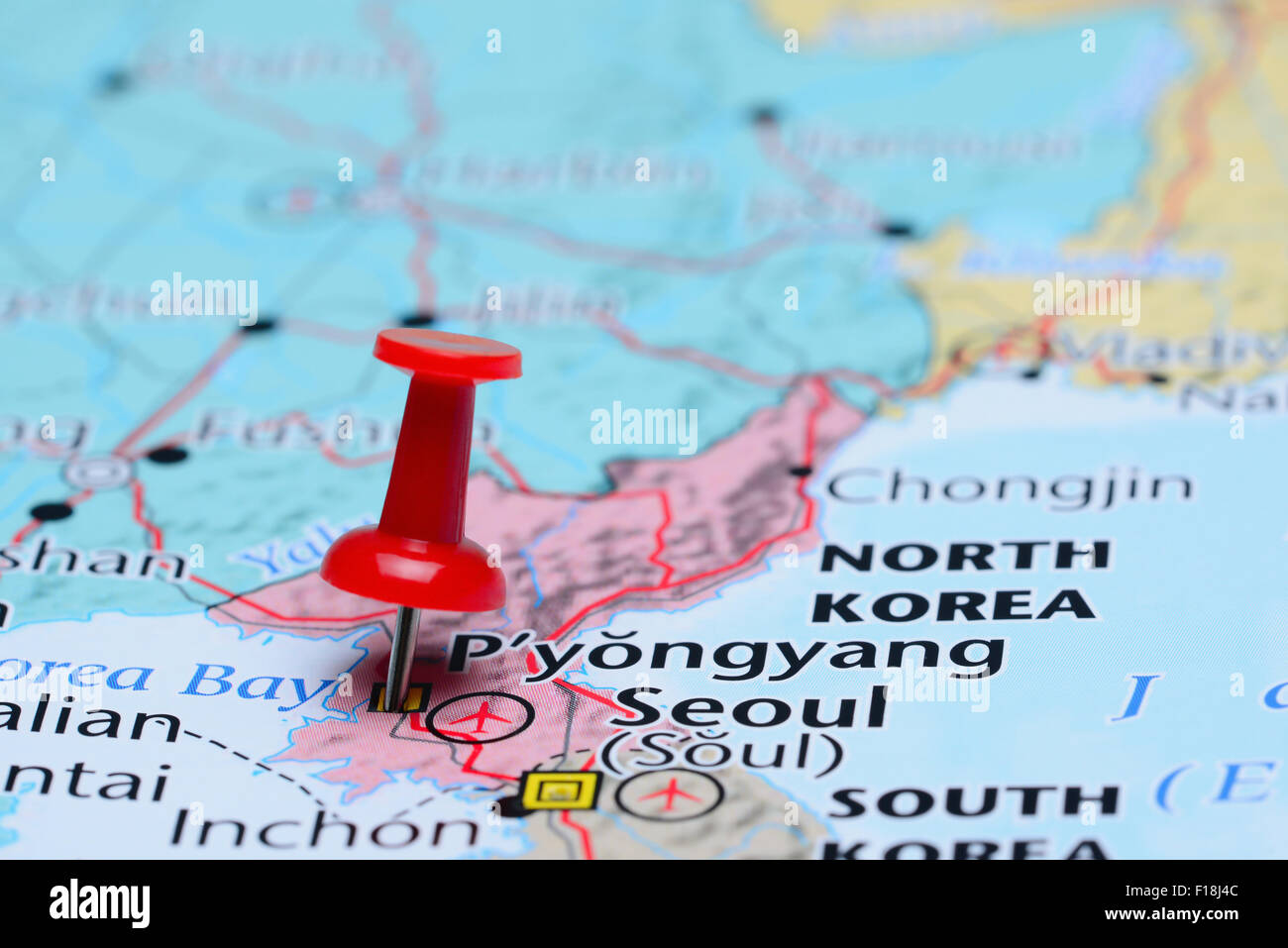Close up pyongyang on map hi-res stock photography and images - Alamy
