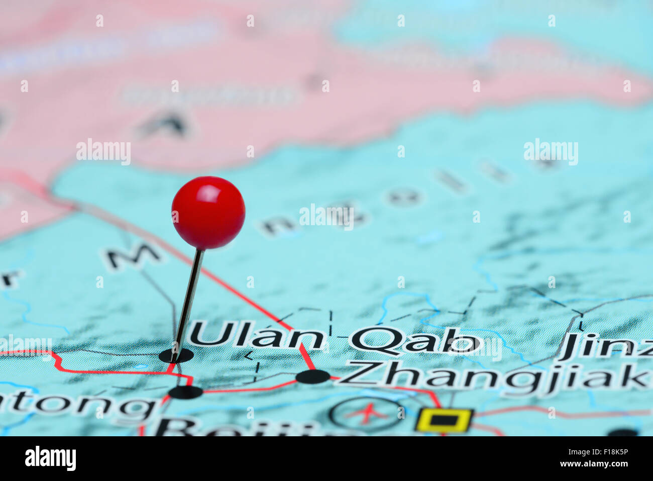 Ulan Qab pinned on a map of Asia Stock Photo - Alamy