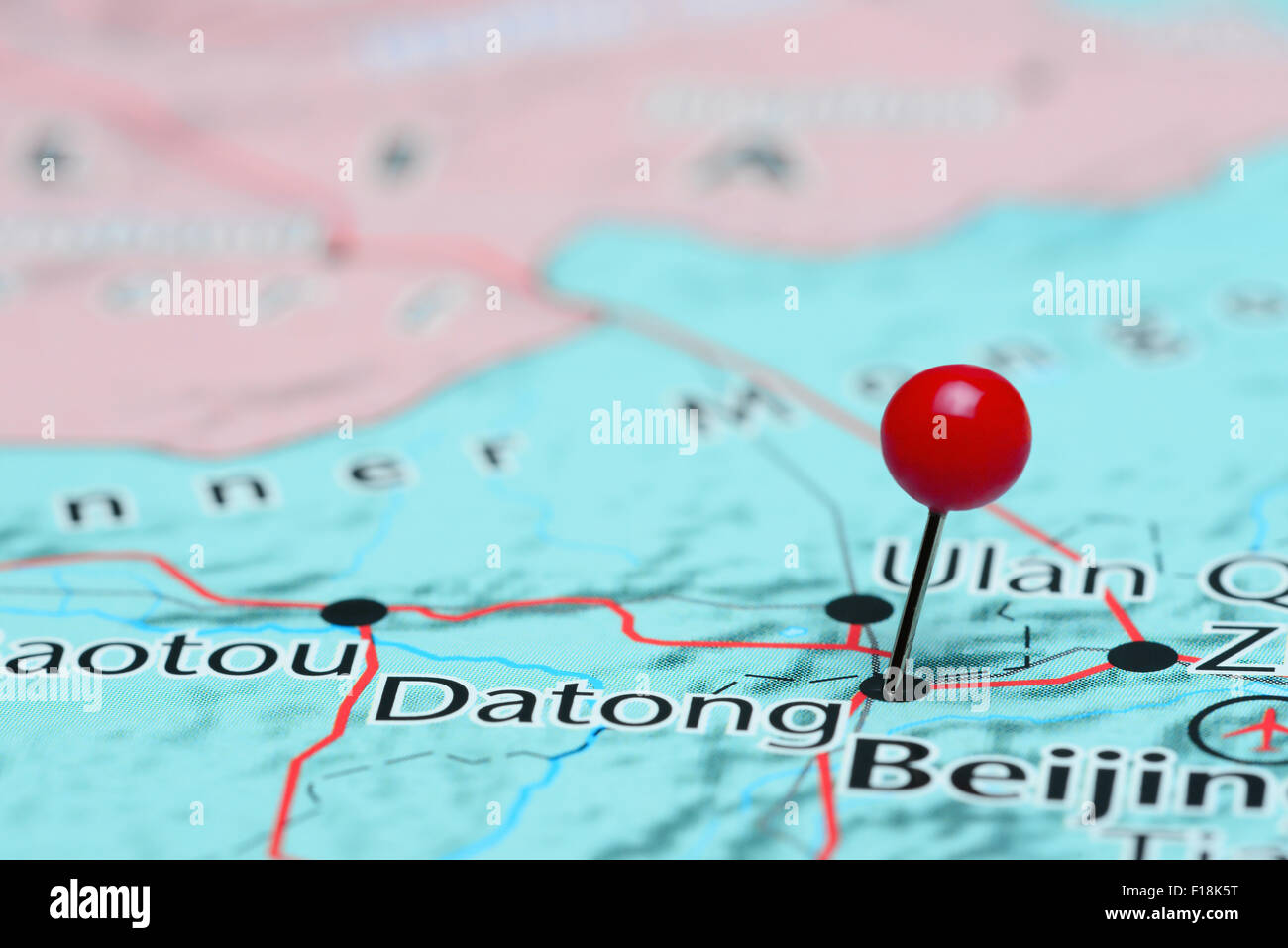 Datong pinned on a map of Asia Stock Photo - Alamy