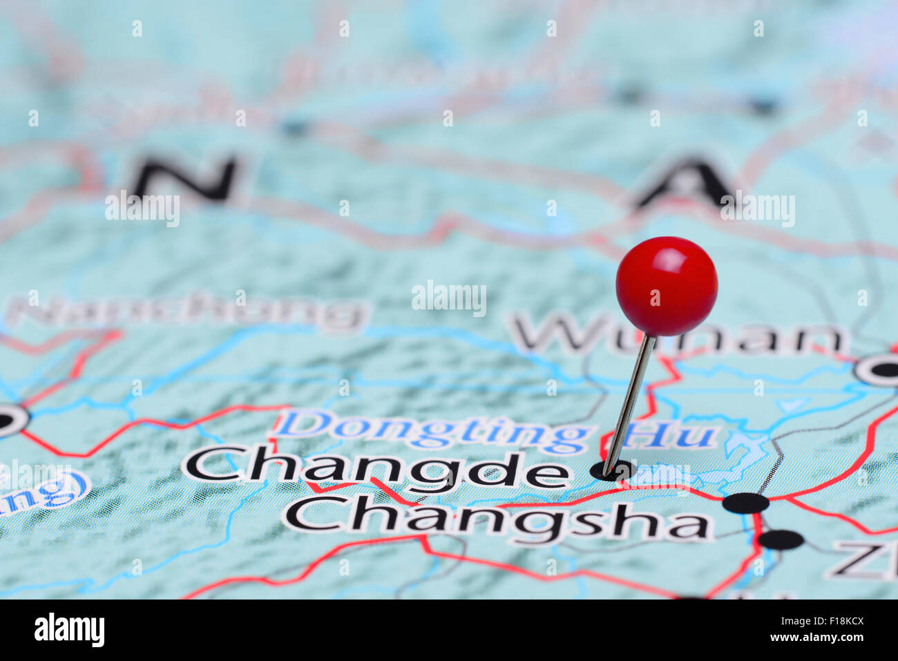 Changde pinned on a map of Asia Stock Photo - Alamy