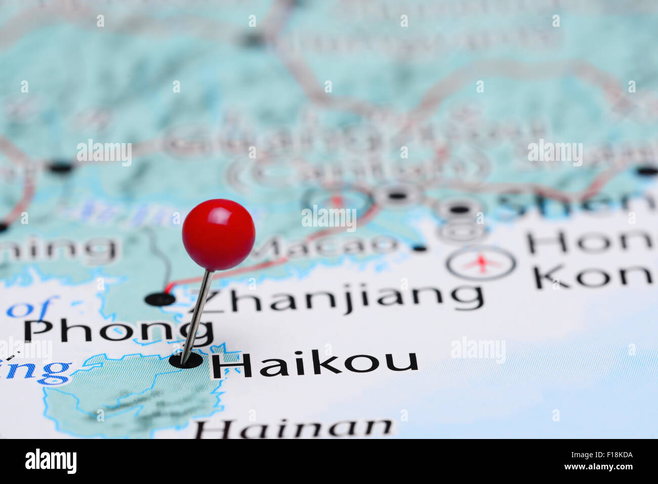 Haikou pinned on a map of Asia Stock Photo - Alamy