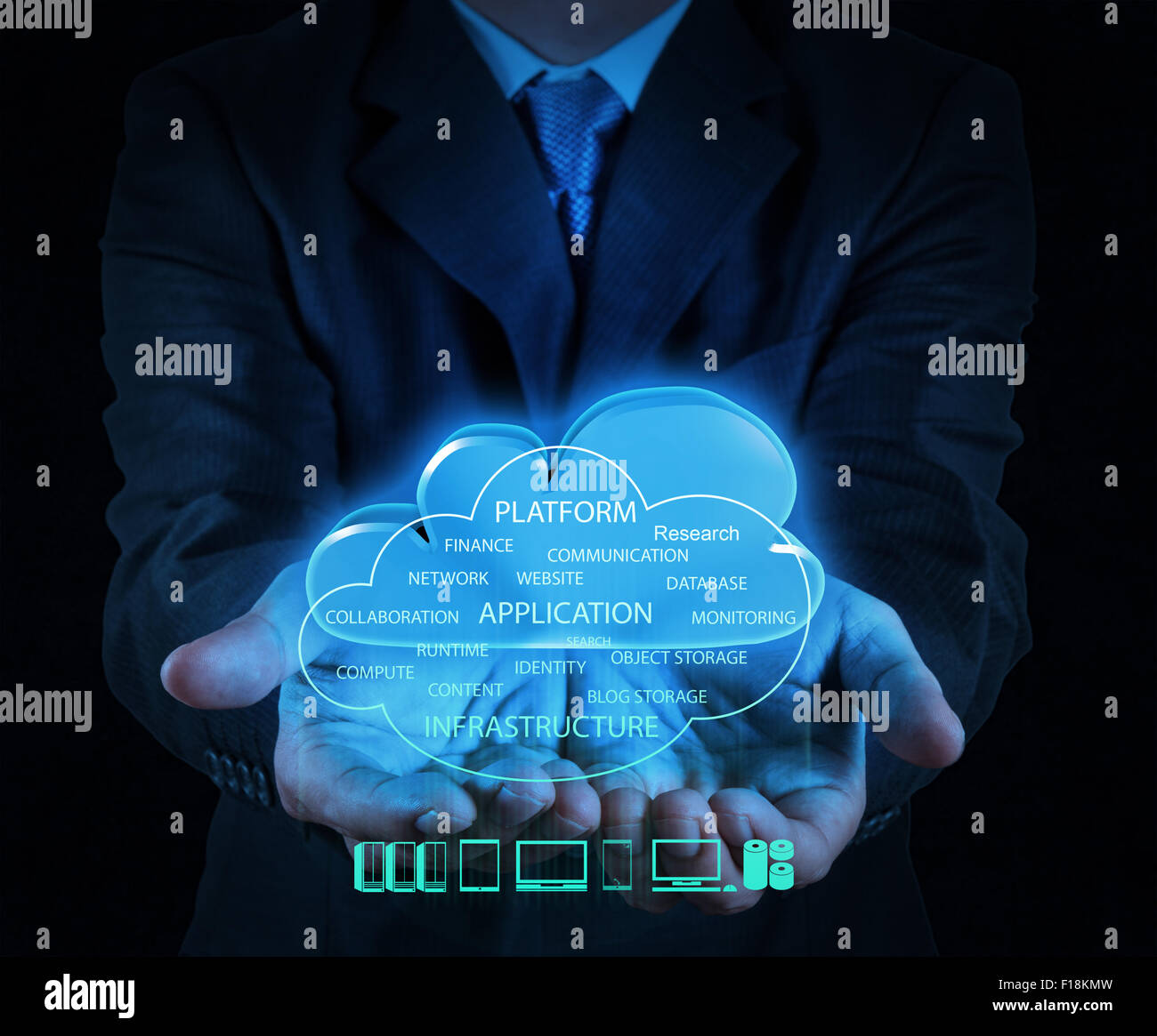 a Cloud Computing diagram on the new computer interface as concept ...