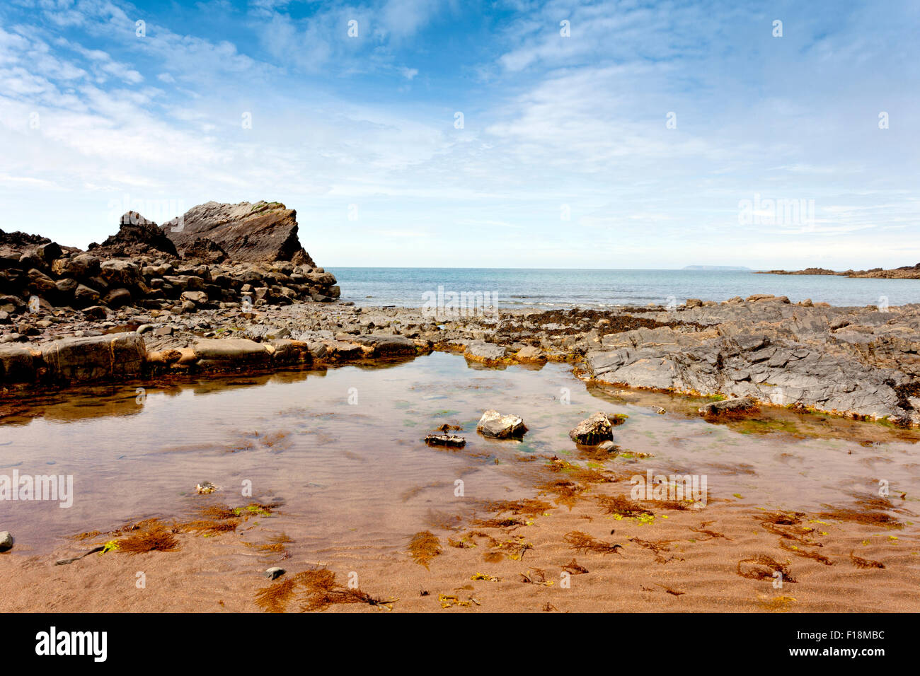 Rock pools on the foreshore at Hartland Quay, north Devon, England, UK ...