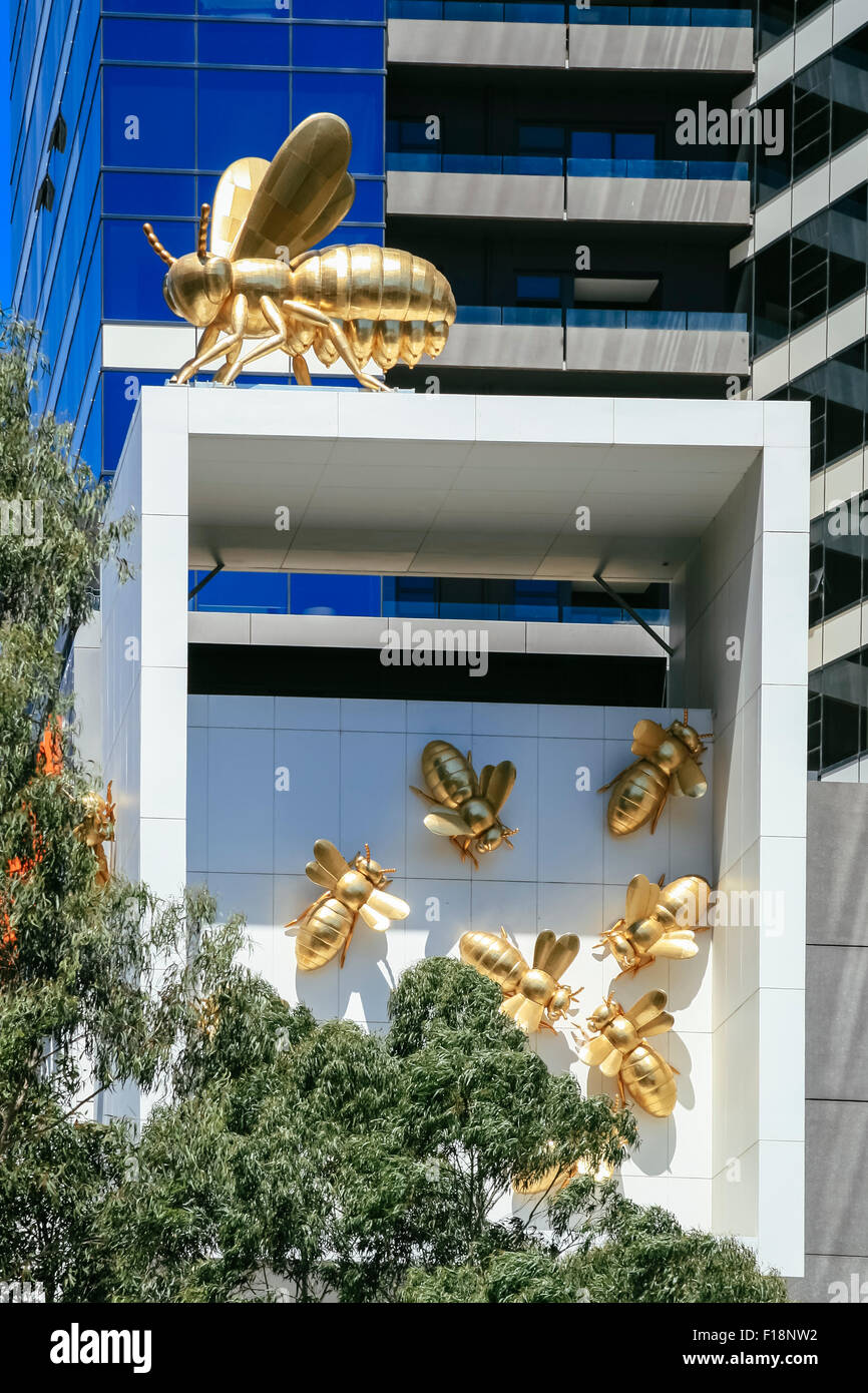 Bee Colony sculptural artwork by Richard Stringer on the side of the ...