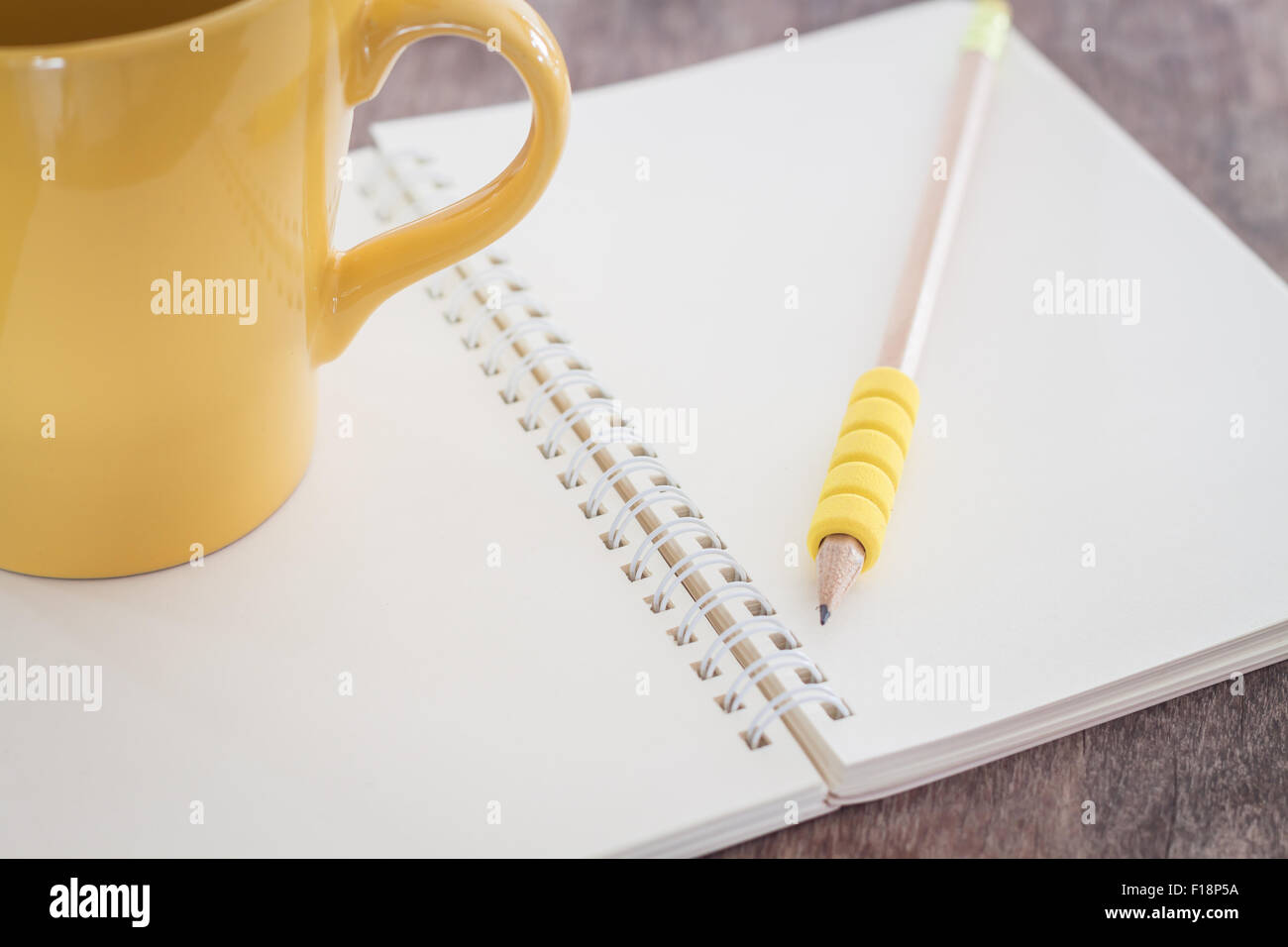 Open blank notebook with pencil, stock photo Stock Photo - Alamy