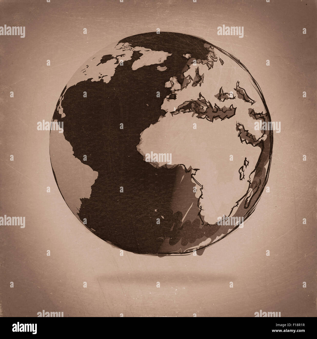 hand drawn the earth as vintage Stock Photo - Alamy