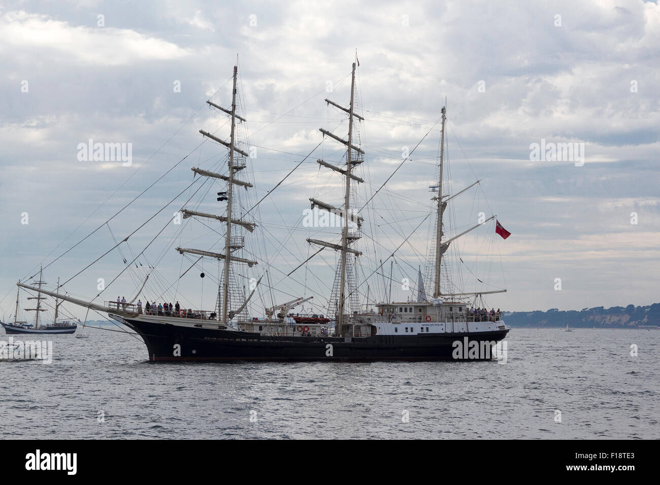 Square rigger at anchor, watching air display at Bournemouth Dorset UK ...