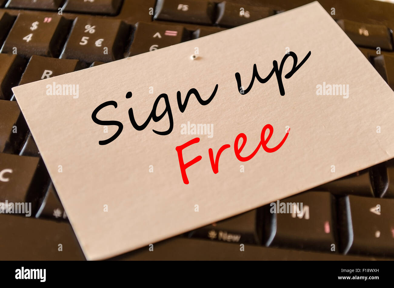 Sign up free text concept note on dark keyboard background Stock Photo ...
