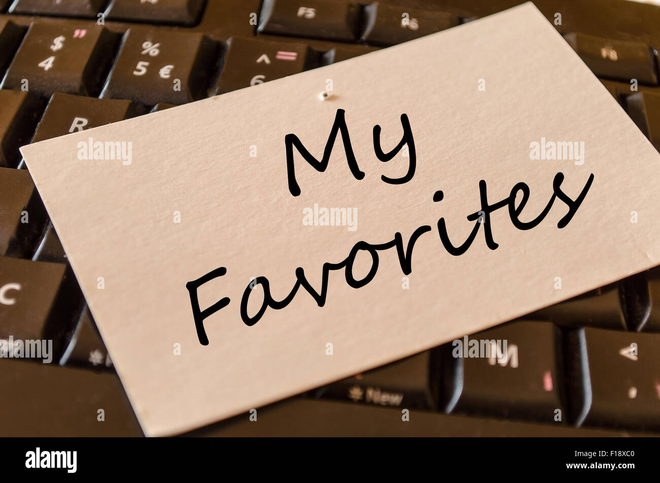 My favorites text concept note on dark keyboard background Stock Photo ...