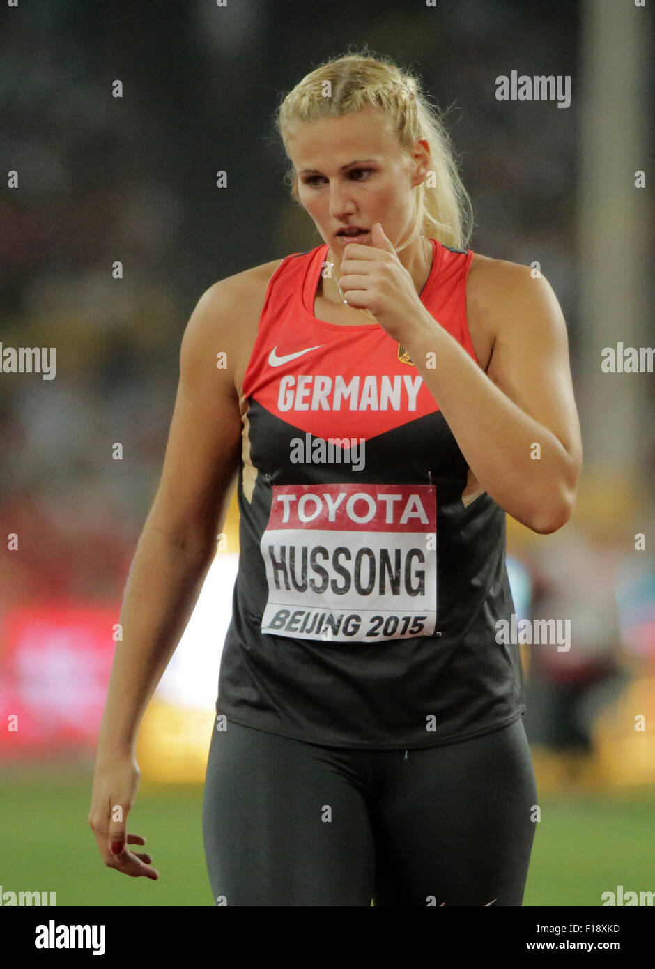 Beijing, China. 30th Aug, 2015. Christin Hussong of Germany reacts ...