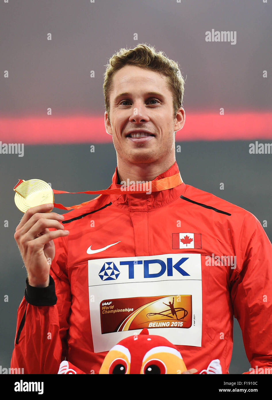 Beijing, China. 30th Aug, 2015. Gold medalist Canada's Derek Drouin ...