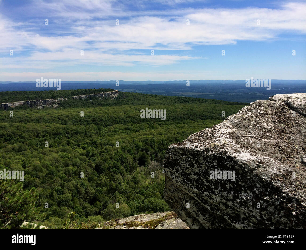 Massive rocks and view to the valley at Minnewaska State Park Reserve ...