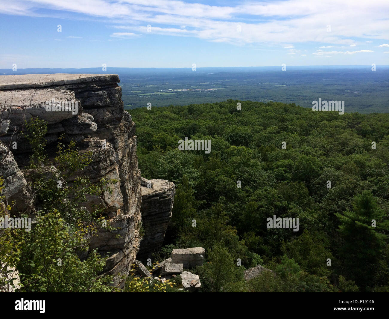 Massive rocks and view to the valley at Minnewaska State Park Reserve ...