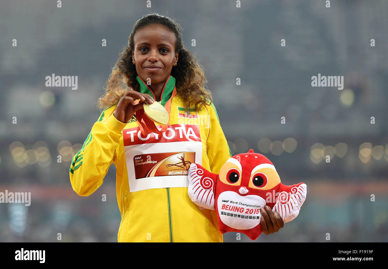 Beijing, China. 30th Aug, 2015. Gold medalist Ethiopia's Almaz Ayana ...