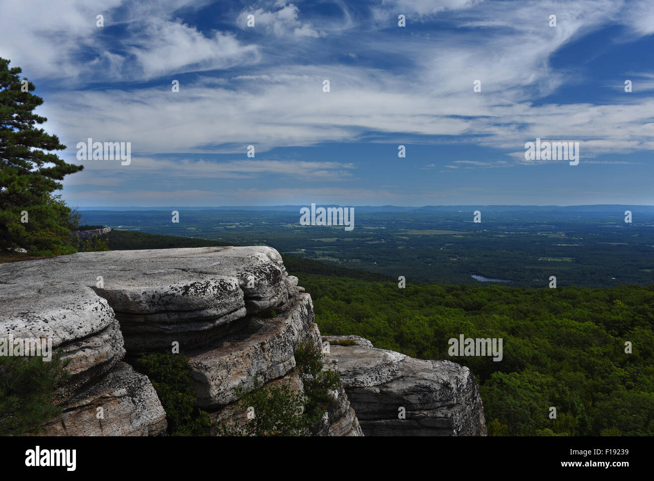 Massive rocks and view to the valley at Minnewaska State Park Reserve ...